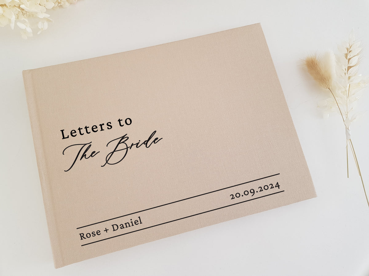 NIA Linen Letters to the Bride book with spacers – PLAIN INK DIARY
