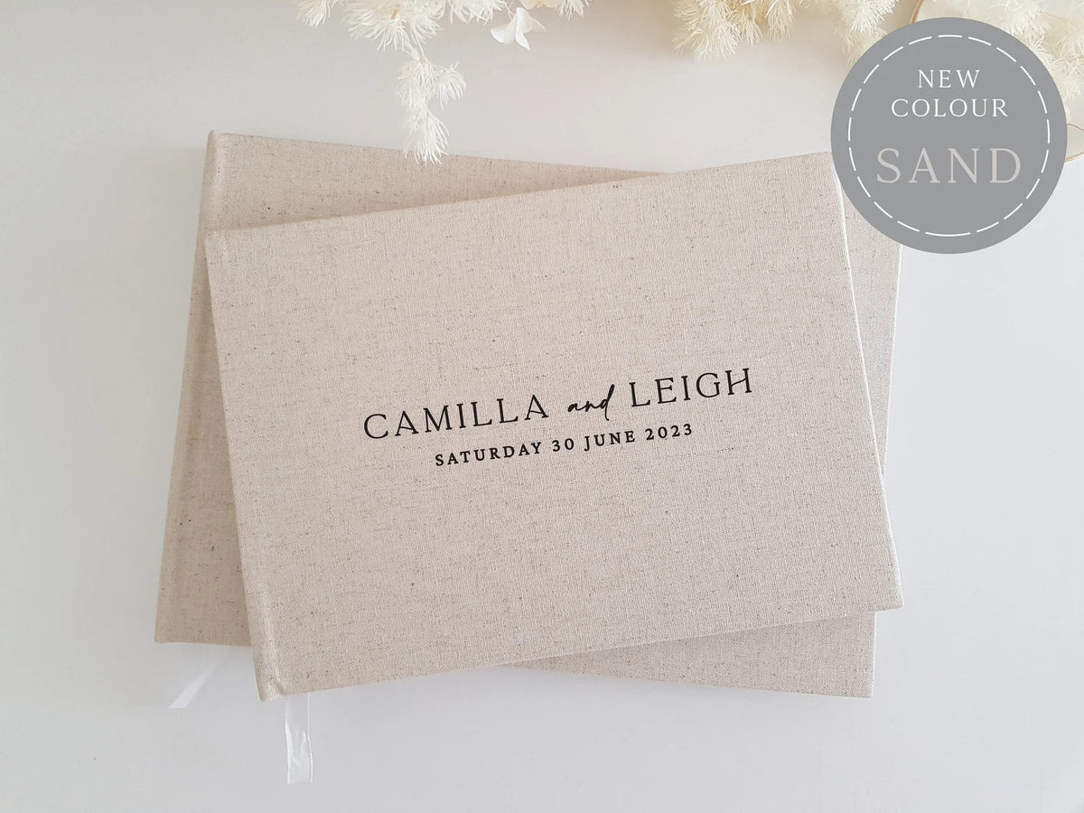 CAMPBELL Custom Personalised Linen Guest Book – PLAIN INK DIARY